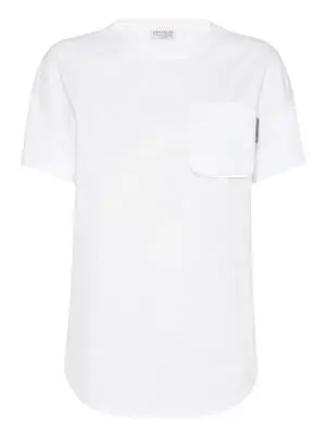 Brunello Cucinelli Jewel Detailed Crewneck T-shirt - White