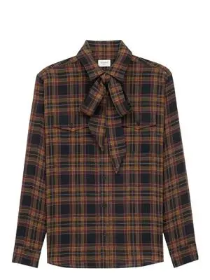 SAINT LAURENT Saint Laurent Cassandre Lavallière Tartan Shirt