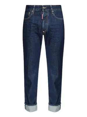 Dsquared2 Logo Patch Straight Leg Jeans - Blue
