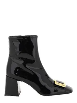 Miu Miu Logo Embellished Ankle Boots - Black