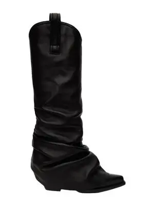 R13 Knee-high Western Boots With Embroidered Detail - Black