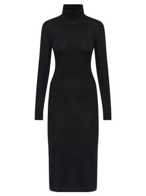 DIESEL® Logo Detail Turtleneck Midi Dress - Black