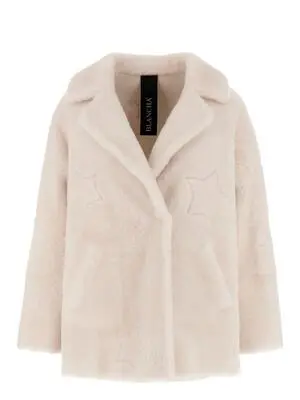BLANCHA Star Pattern Fur Coat - Nude
