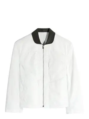 LEMAIRE Panelled Zip-up Jacket With Leather Collar - Rice Powder