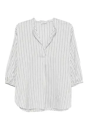 Peserico Striped Cotton Blouse - White