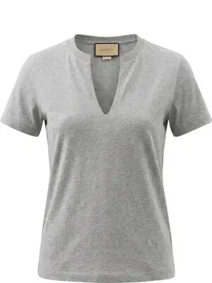Gucci Split Neck Short-sleeved T-shirt - Gray