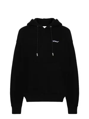 Off-White Logo Embroidered Drawstring Hoodie - Black