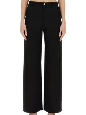 Moschino Wide-legged Button Detail Casual Trousers - Black