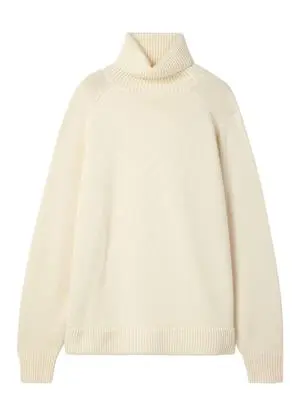 Tibi Oversized Cashmere Turtleneck Sweater - Nude