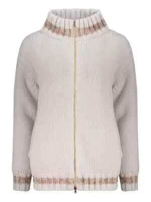Herno Striped Knitted Zip-up Cardigan - White