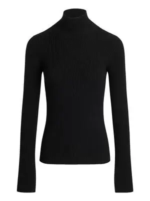 PATOU Ribbed Mock-neck Sweater With Slit Cuffs - Black