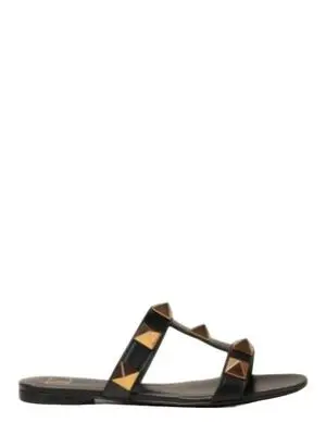 Valentino Garavani Roman Stud Flat Sandals - Black