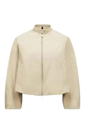 Moncler Logo Patch Zip-up Bomber Jacket - Light Beige