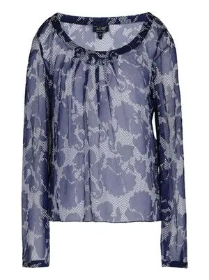 Emporio Armani Printed Long Sleeve Blouse - Blue