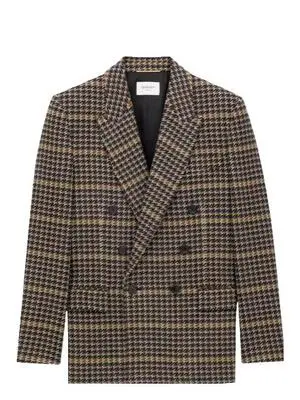 Saint Laurent Saint Laurent Double-Breasted Houndstooth Blazer Multi-color