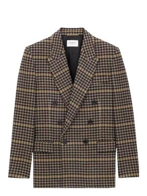 Saint Laurent Double-breasted Houndstooth Blazer - Multi-color