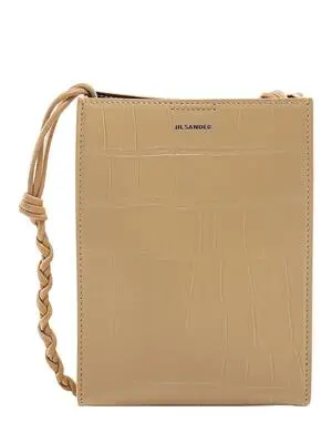 JIL SANDER Jil Sander Logo Croc Effect Shoulder Bag Nude