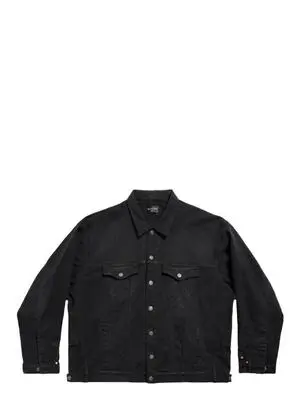 Balenciaga Deconstructed Straight Hem Denim Jacket - Black