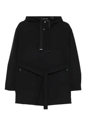 Herno Belted Drawstring Hooded Coat - Black