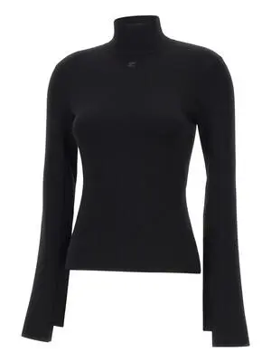 COURREGES High Neck Long Sleeve Sweater - Black