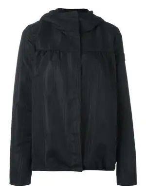 Moncler Hooded Casual Jacket With Zipper Closure - Black