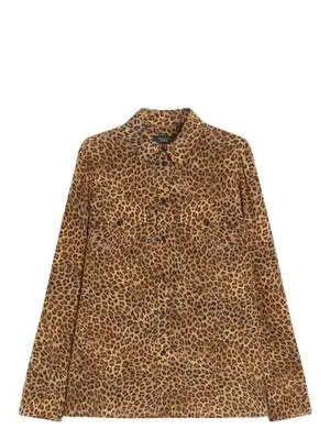 Max Mara Leopard Print Button-up Shirt - Camel