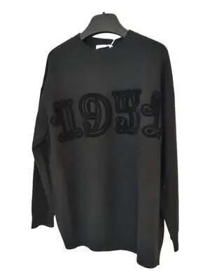 Max Mara Ribbed Knit Long Sleeve Sweater With Appliqué Detail - Black