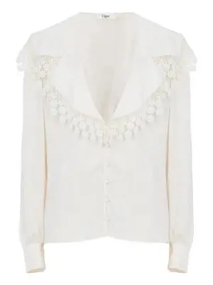 Chloé Floral Jacquard Lace Blouse - Iconic Milk