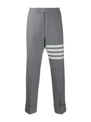 Thom Browne 4-bar Striped Wool Trousers - Medium Gray