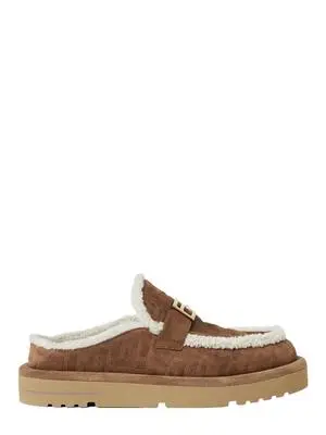 Fendi Logo Plaque Slip-on Sandals - Brown
