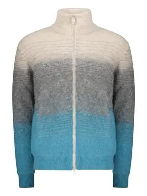 Herno Gradient Zip High-neck Knitted Sweater - Gray