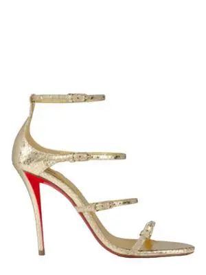 CHRISTIAN LOUBOUTIN Christian Louboutin High-Heeled Strappy Sandals With Gold Tone Buckles