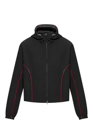FERRAGAMO Zip-up Drawstring Jacket With Logo Patch - Black