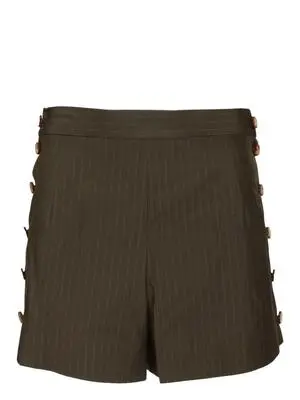 VIVIENNE WESTWOOD Pinstriped Button-detailed Tailored Shorts - Green