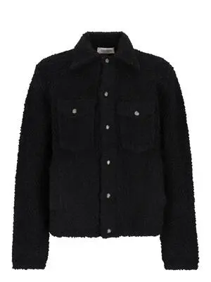 LANEUS Textured Wool And Alpaca Blend Shirt Jacket - Black