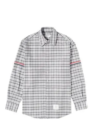 Thom Browne Prince Of Wales Check Twill Armband Oversized Shirt - Medium Gray