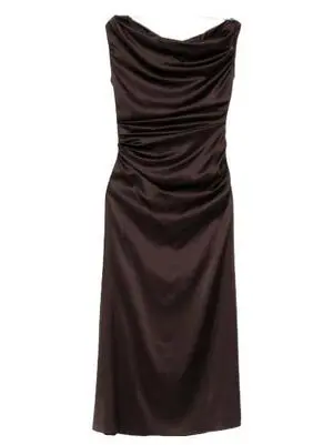 Staud Phare Dress Sleeveless With Pleating - Brown