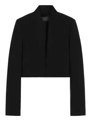Max Mara Cropped Sable Jacket With Stand-up Collar - Black