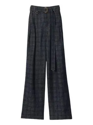Burberry Straight-leg Checked Belted Trousers - Indigo
