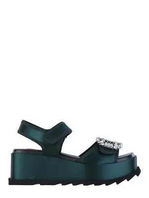 ROGER VIVIER Embellished Platform Wedge Sandals - Black