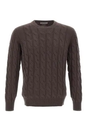 KANGRA Kangra Cashmere Cable-Knit Crew Neck Sweater Black