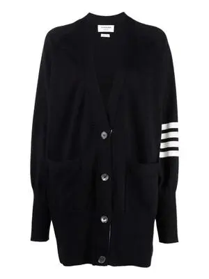 Thom Browne Thom Browne Four-Bar Long Sleeve Knit Cardigan Navy Blue