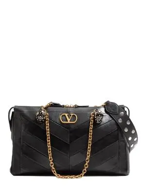 Valentino Garavani Panthea Quilted Shoulder Bag With Vlogo - Black
