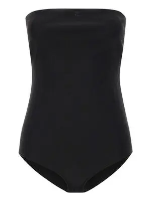 COURREGES Logo-embroidered Strapless Bodysuit - Black