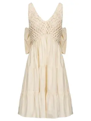 Pinko Maxi Bow Detailed Open Knit Mini Dress - White