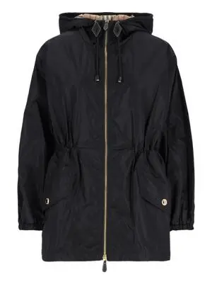 Burberry Hooded Drawstring Waist Coat - Black
