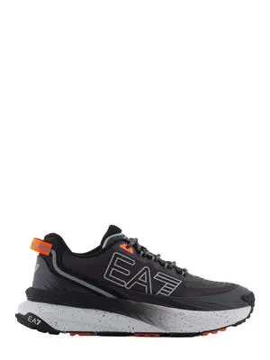 EA7 Logo Printed Lace-up Sneakers - Black