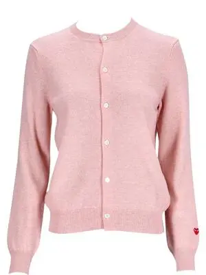 Comme Des Garçons Heart Patch Buttoned Cardigan - Pink