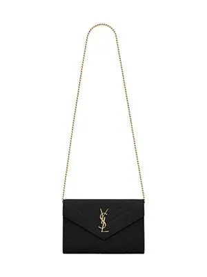 Saint Laurent Monogram Chain Wallet Clutch Bag - Black