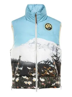 JIL SANDER Landscape Print Down Vest - Blue